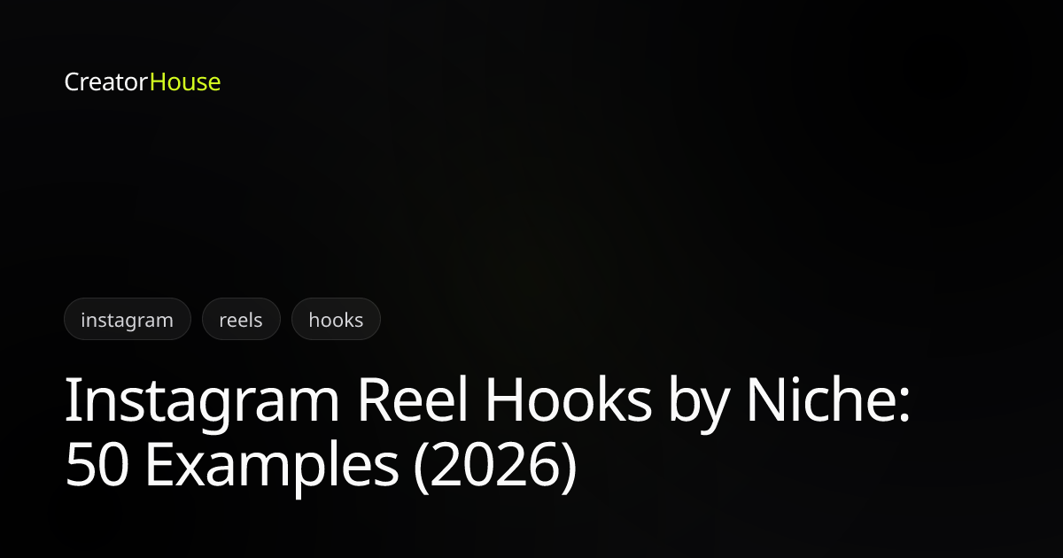 Instagram Reel Hooks by Niche: 50 Examples (2026) | CreatorHouse